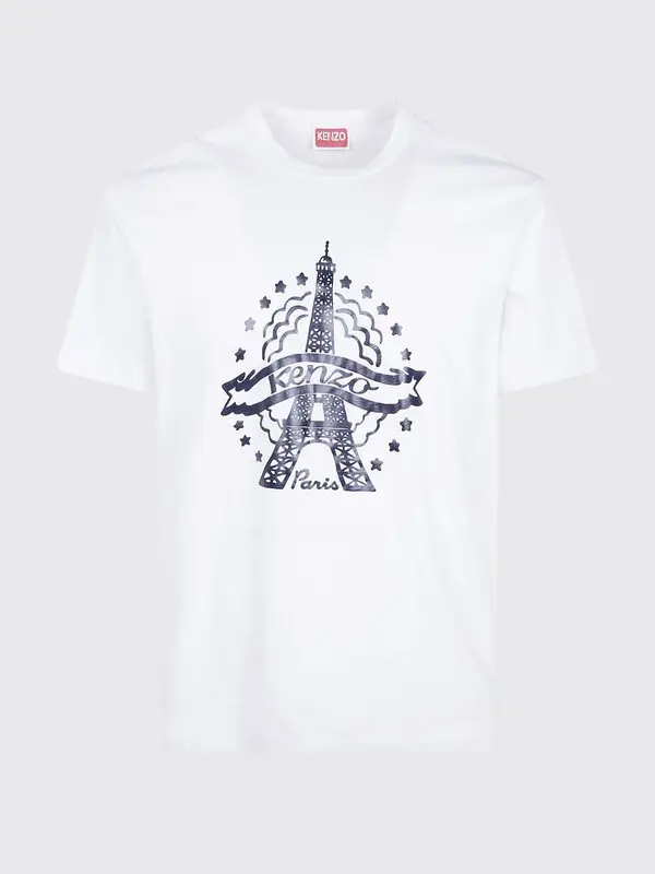 Kenzo Crewneck Cotton T-shirt With Contrasting Graphic Logo Print On The Front - White