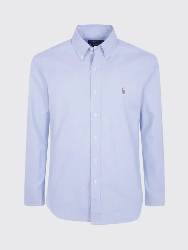 Polo Ralph Lauren Stretch Cotton Shirt With Button-down Collar And Logo - Blue