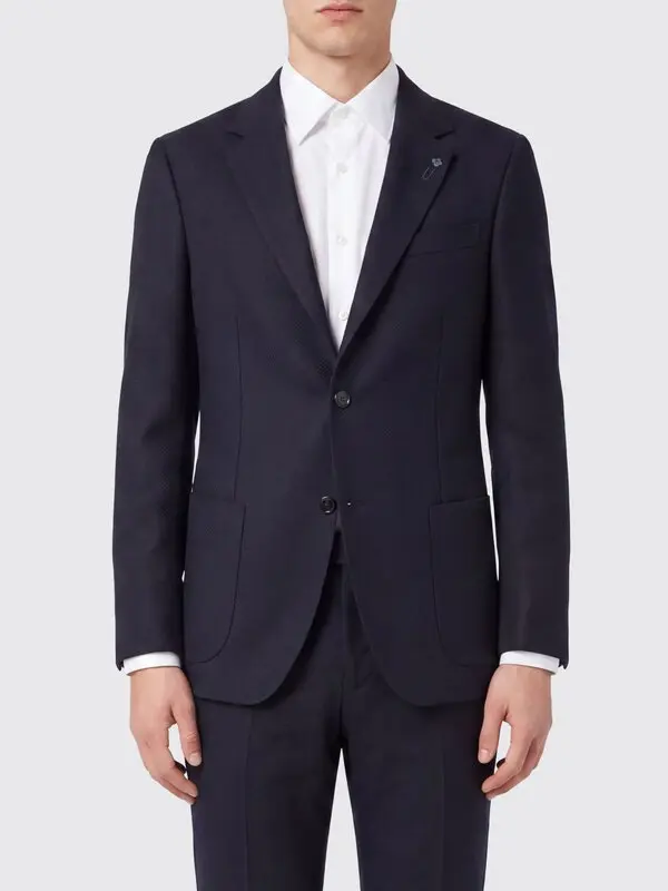 LARDINI Single-breasted Virgin Wool Blazer With Peak Lapels And Patch Pockets