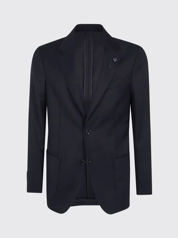 LARDINI Single-breasted Virgin Wool Blazer With Peak Lapels And Patch Pockets