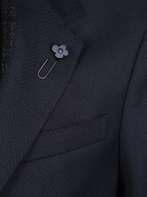 LARDINI Single-breasted Virgin Wool Blazer With Peak Lapels And Patch Pockets