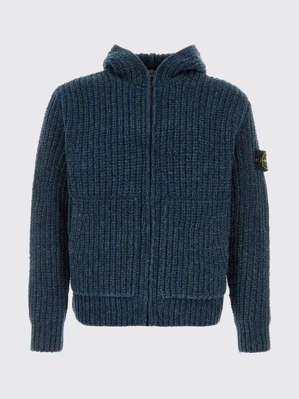 Stone Island Ribbed Knit Zip-up Hoodie