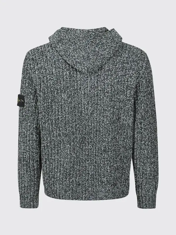Stone Island Ribbed Knit Zip-up Hoodie - Green