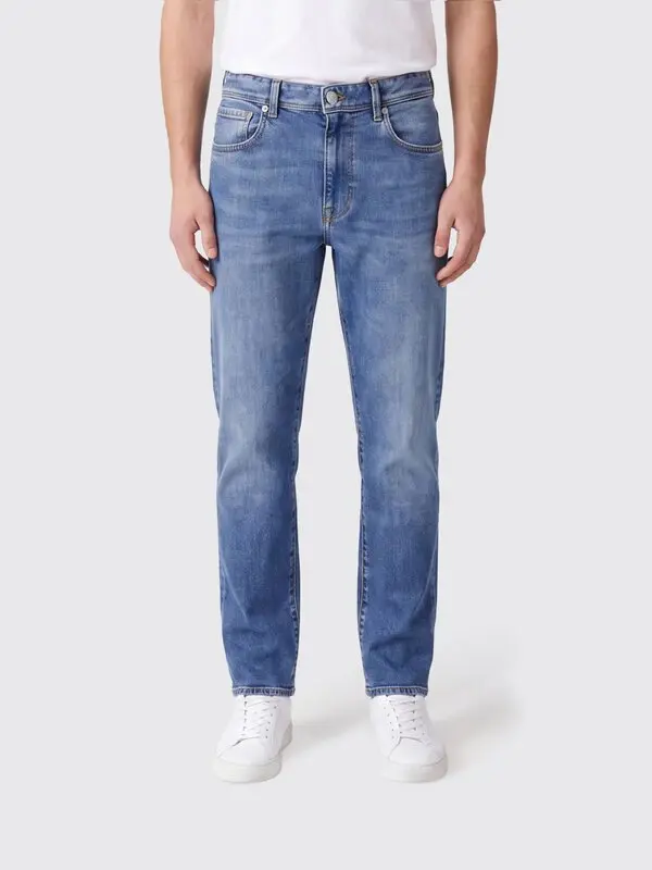 Incotex Five-pocket Straight Jeans In Stretch Cotton Denim With Mid-rise