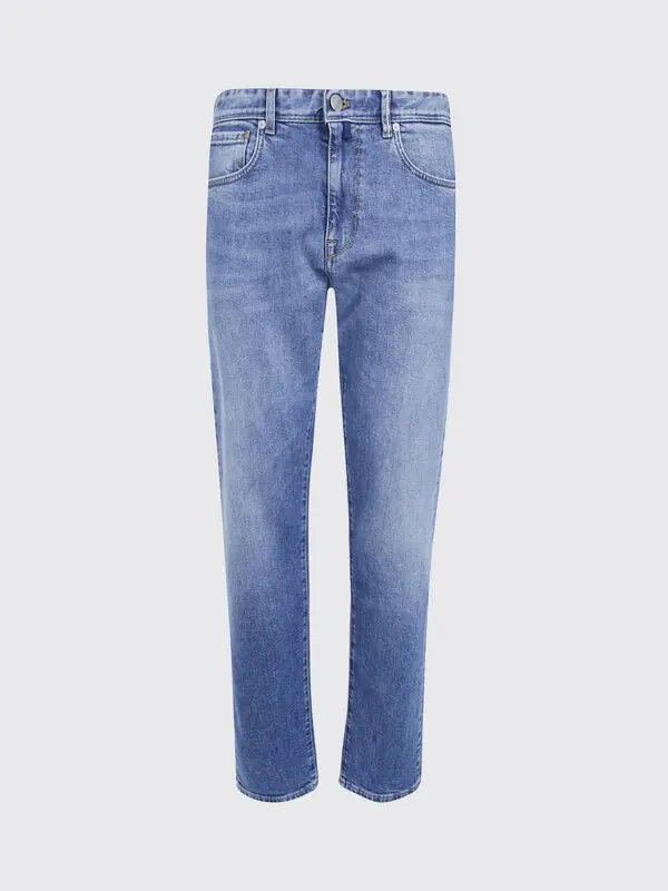 Incotex Five-pocket Straight Jeans In Stretch Cotton Denim With Mid-rise