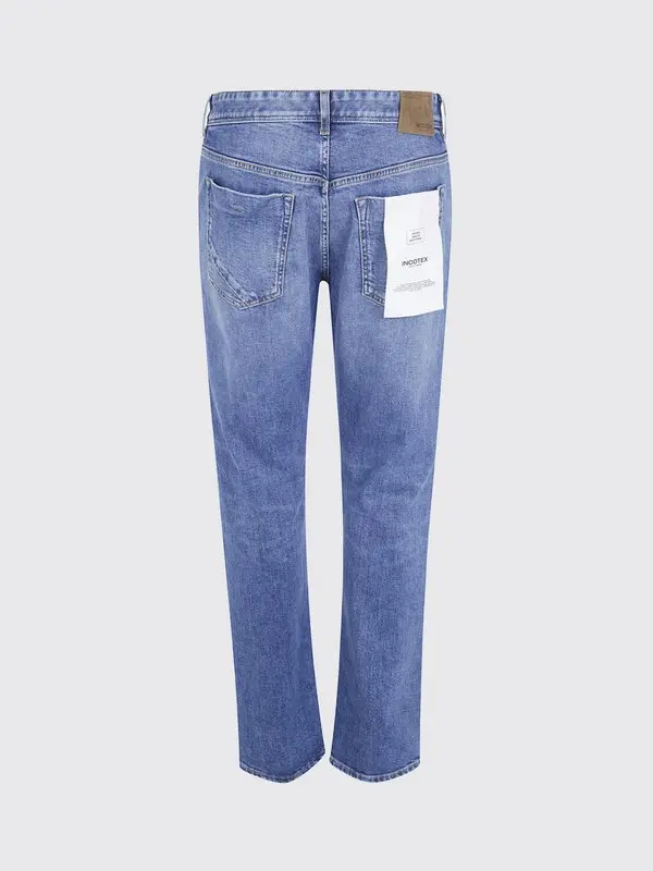 Incotex Five-pocket Straight Jeans In Stretch Cotton Denim With Mid-rise