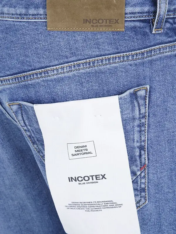 Incotex Five-pocket Straight Jeans In Stretch Cotton Denim With Mid-rise