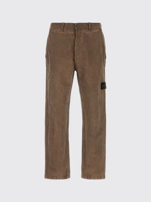 Stone Island Slim Fit Corduroy Chino Trousers With Compass Logo Patch