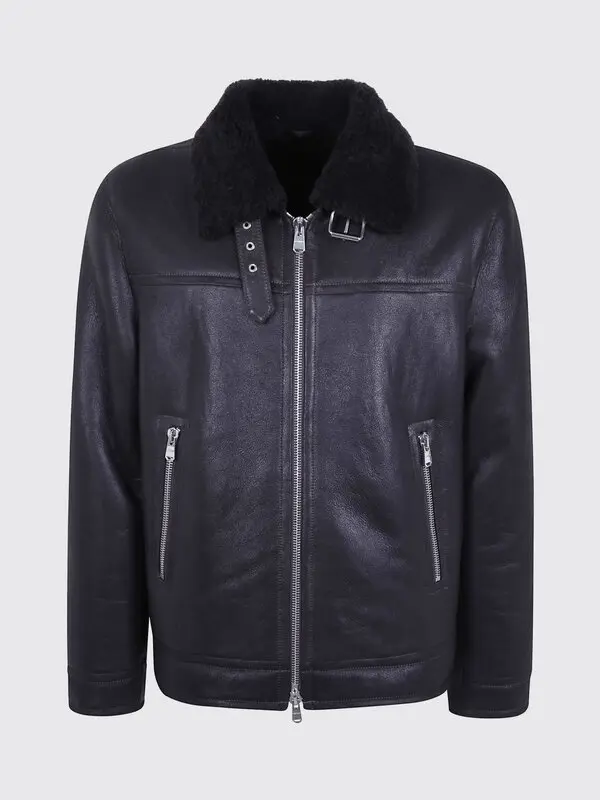 DONDUP Lambskin Leather Jacket With Fur Collar And Zip Closure