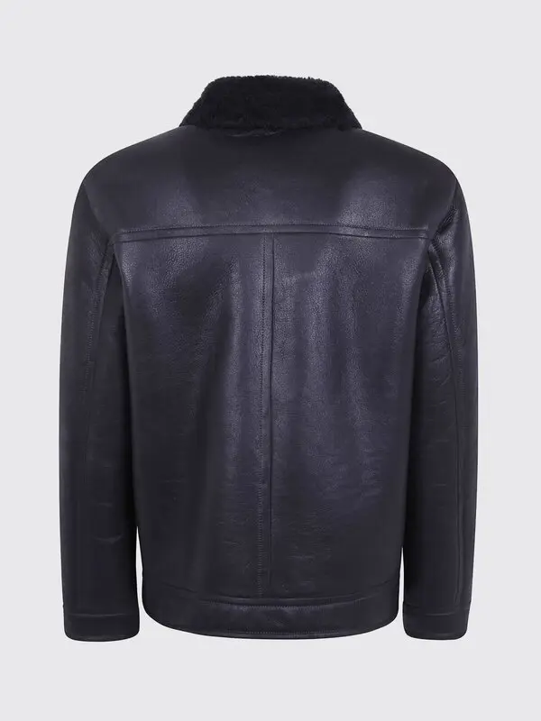 DONDUP Lambskin Leather Jacket With Fur Collar And Zip Closure