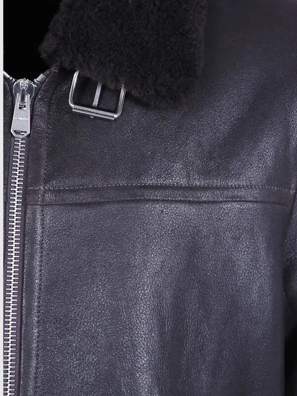 DONDUP Lambskin Leather Jacket With Fur Collar And Zip Closure