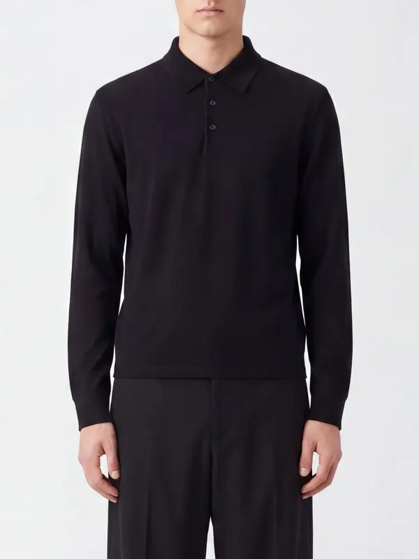 THE ROW Long-sleeved Knit Polo Shirt In Wool And Silk With Classic Collar