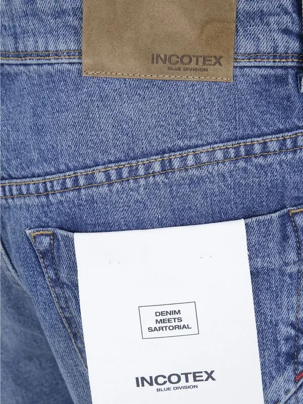 Incotex Five-pocket Straight Jeans In Pure Cotton Denim With A Mid-rise