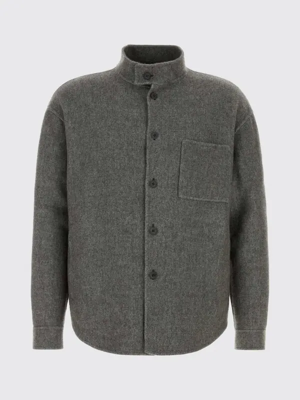 Giorgio Armani Short Silk And Cashmere Shirt Jacket With High Neck