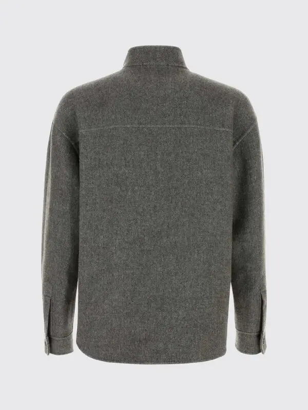 Giorgio Armani Short Silk And Cashmere Shirt Jacket With High Neck
