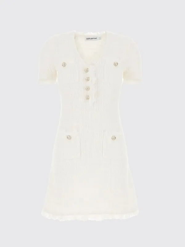 SELF-PORTRAIT Textured Button Detailed Dress