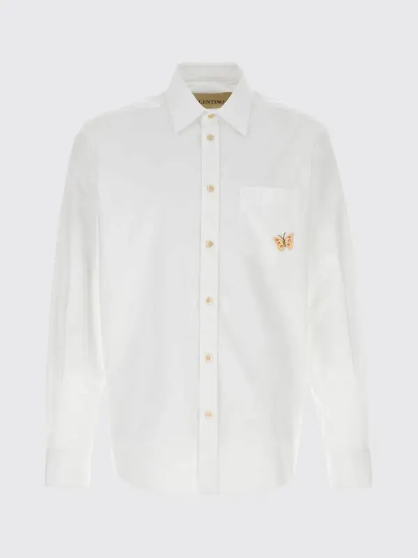 Valentino Garavani Long-sleeved Cotton Shirt With Butterfly Print