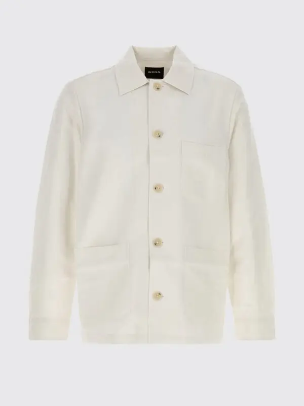 BOSS Linen And Lyocell Blend Overshirt With Patch Pockets