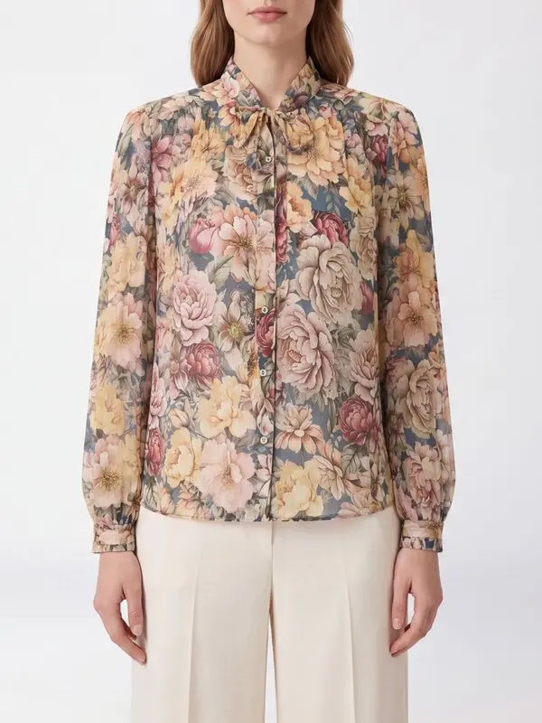 TWINSET Floral Print Blouse With Tie Neck