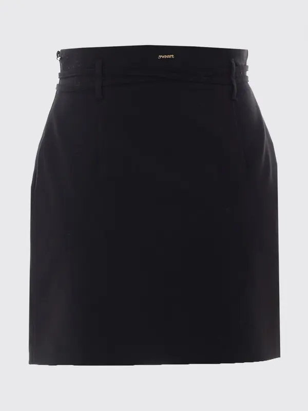 TWINSET High-waisted Pencil Mini Skirt With Belt And Side Zip - Black