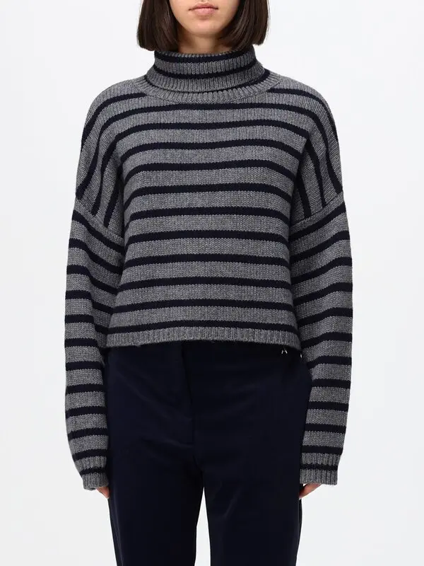 LISA YANG Striped Turtleneck Sweater - Grey