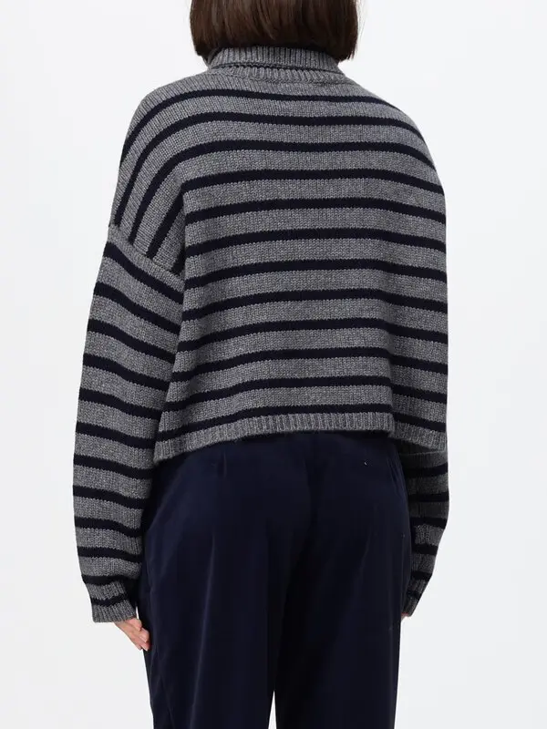 LISA YANG Striped Turtleneck Sweater - Grey