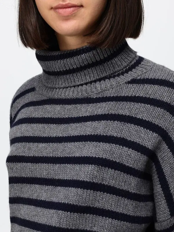 LISA YANG Striped Turtleneck Sweater - Grey