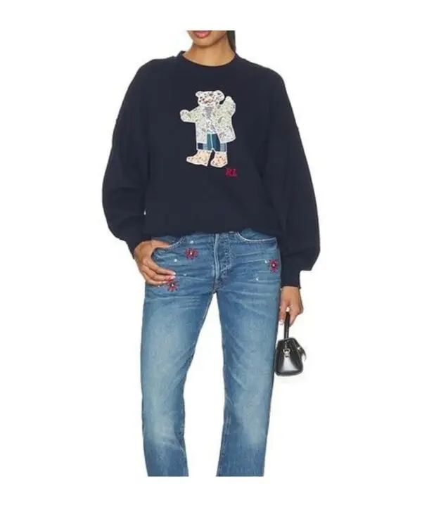 Ralph Lauren Fleece Crewneck Sweatshirt With Graphic Detail - Blue