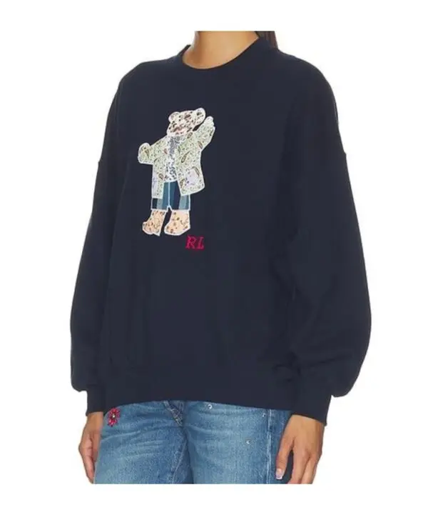 Ralph Lauren Fleece Crewneck Sweatshirt With Graphic Detail - Blue