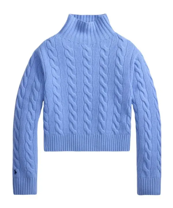 Polo Ralph Lauren Cable Knit Cropped Turtleneck Sweater