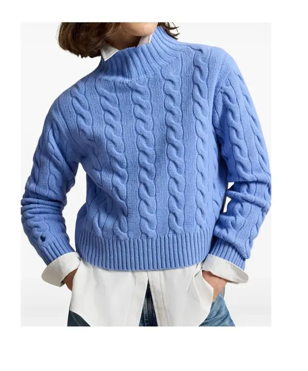 Polo Ralph Lauren Cable Knit Cropped Turtleneck Sweater