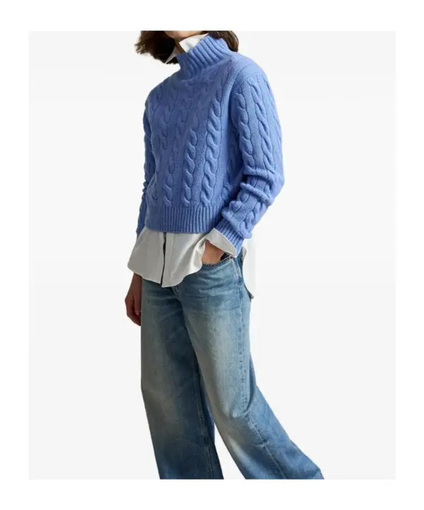 Polo Ralph Lauren Cable Knit Cropped Turtleneck Sweater