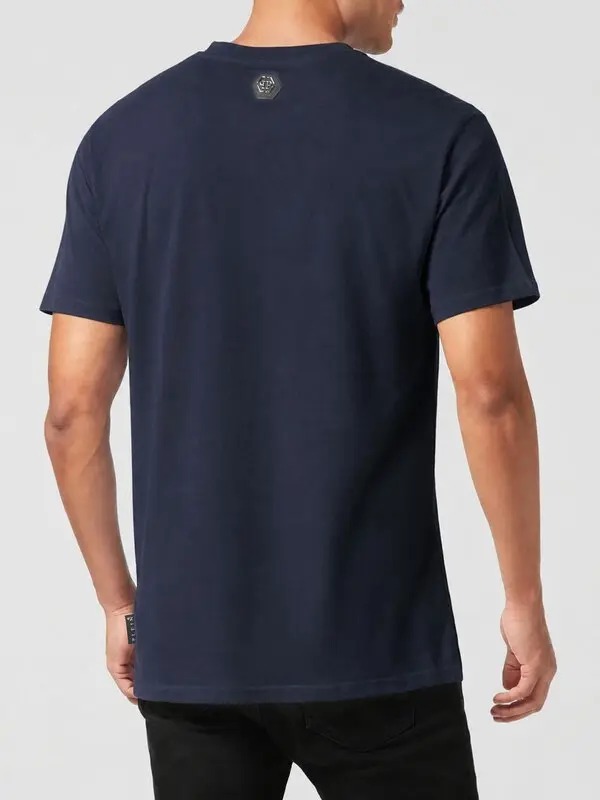 Philipp Plein Cotton Jersey T-shirt With Contrasting Embroidered Front Logo - Blue
