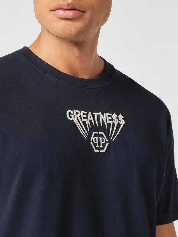 Philipp Plein Cotton Jersey T-shirt With Contrasting Embroidered Front Logo - Blue