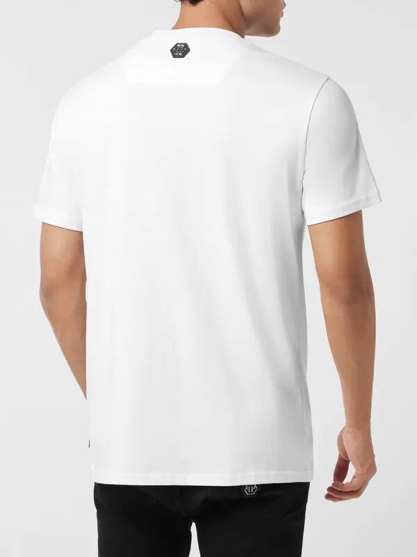 Philipp Plein Cotton Jersey T-shirt With Skull Print And Rhinestone Logo - White