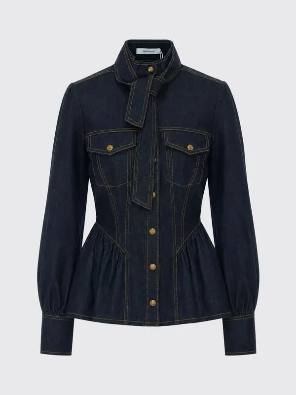 Zimmermann Denim Shirt With Bow Detail - Blue