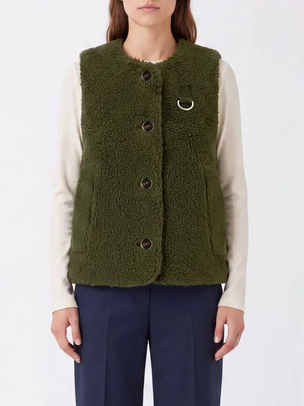 Barbour Fleece Vest With Button Detail - Green