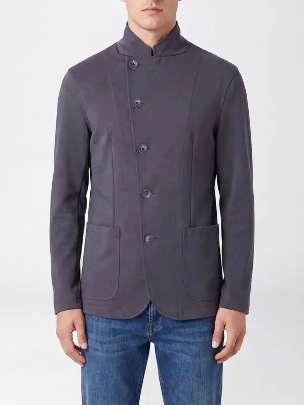 Emporio Armani Collared Button Detailed Jacket - Grey
