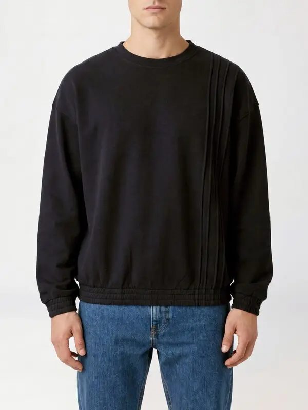 Emporio Armani Relaxed Fit Cotton Crewneck Sweatshirt With Dropped Shoulders