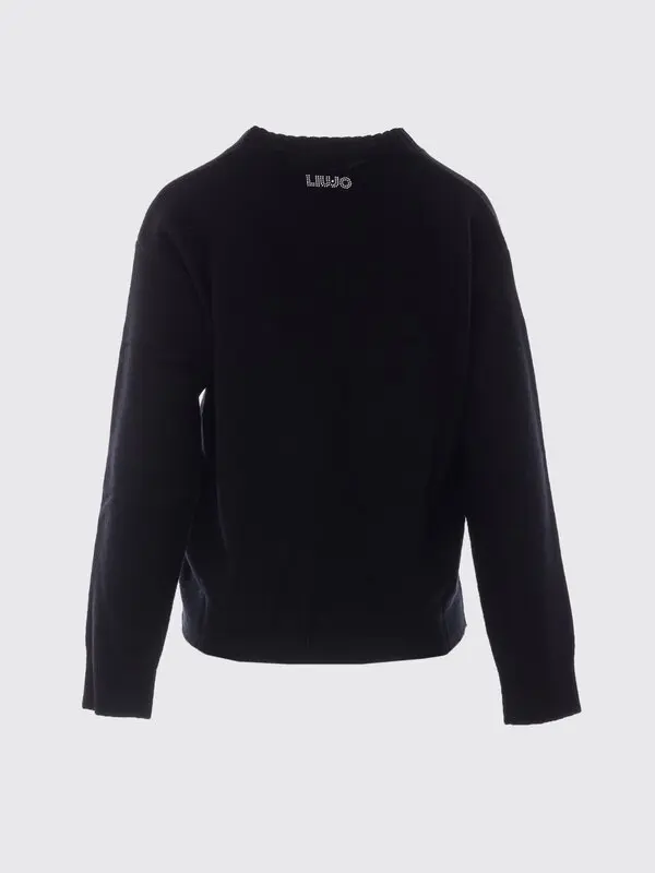Liu Jo Wool Jumper With Graphic Print And Rhinestone Back Logo