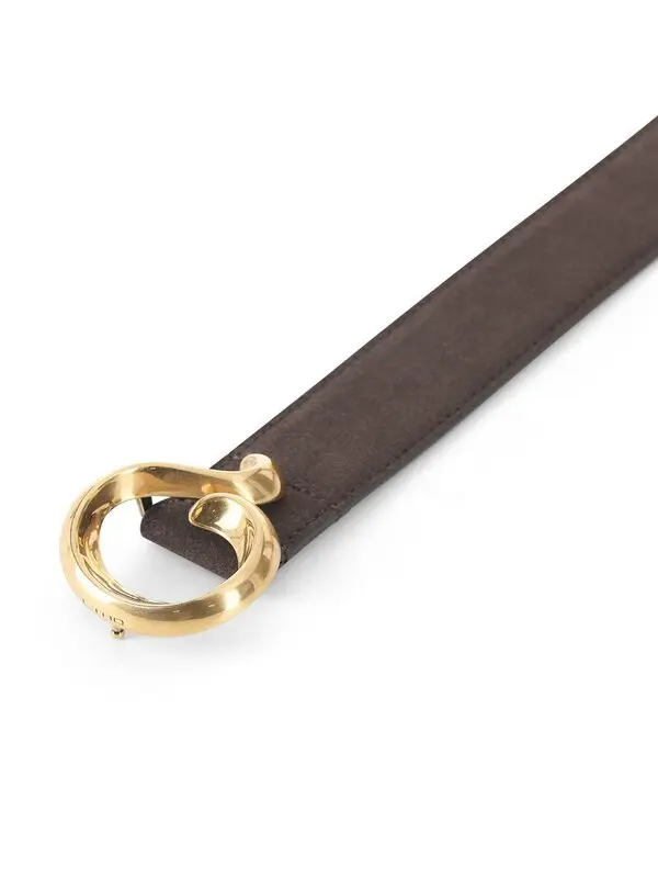 Etro Adjustable Suede Calfskin Leather Belt With Metal Buckle