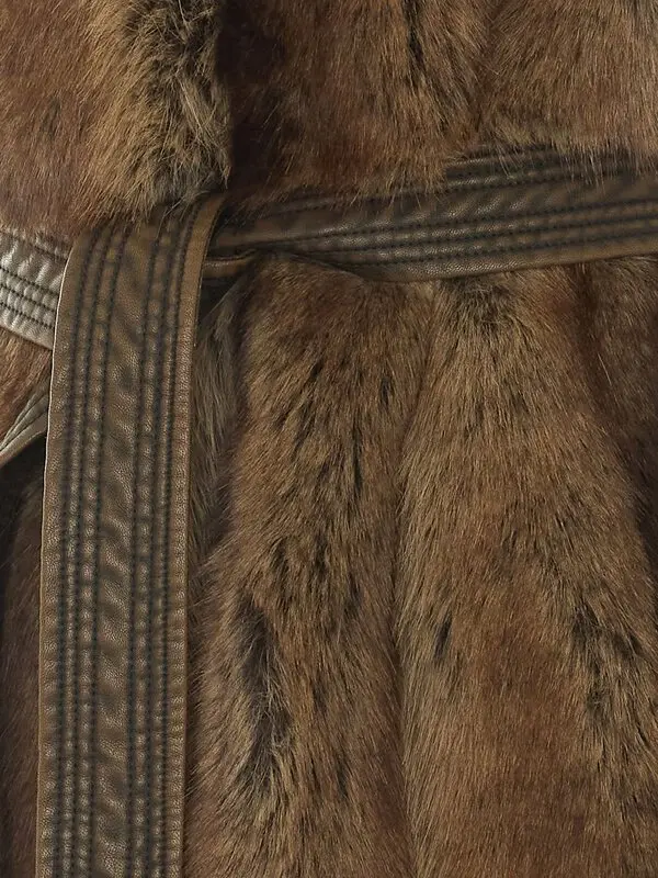 Pinko Hooded Faux Fur Waistcoat With Belt