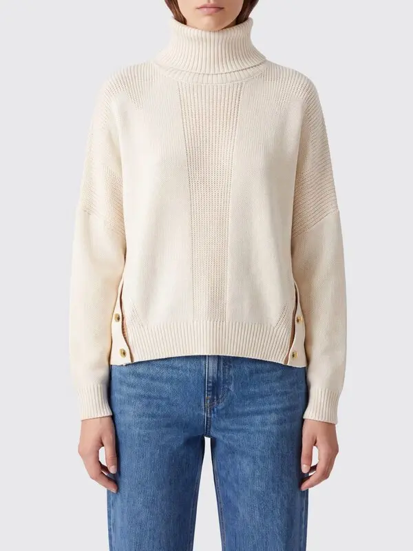 Liu Jo Wool Blend Turtleneck Jumper With Logo Buttons