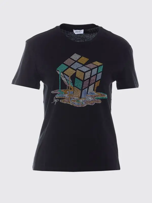 Liu Jo Slim Cotton T-shirt With Embroidery And Rhinestone Applications