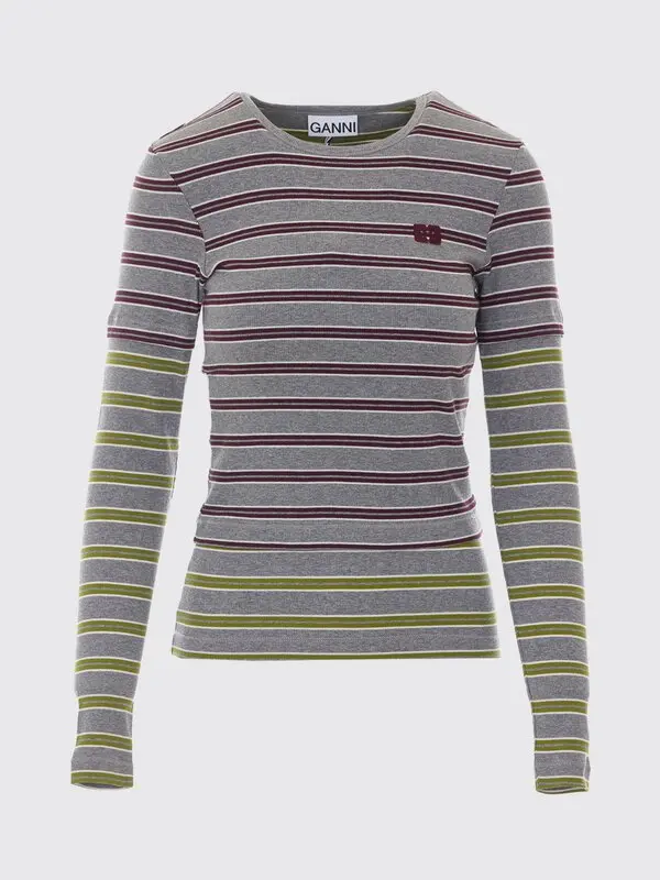 GANNI Striped Long Sleeve Pullover
