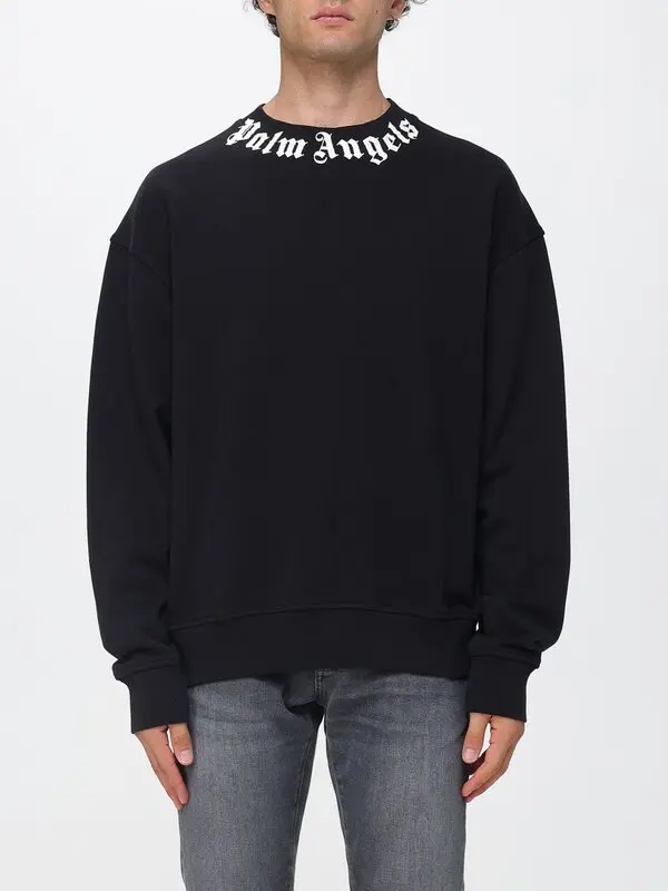 Palm Angels Relaxed Fit Cotton Crewneck Sweatshirt With Printed Logo