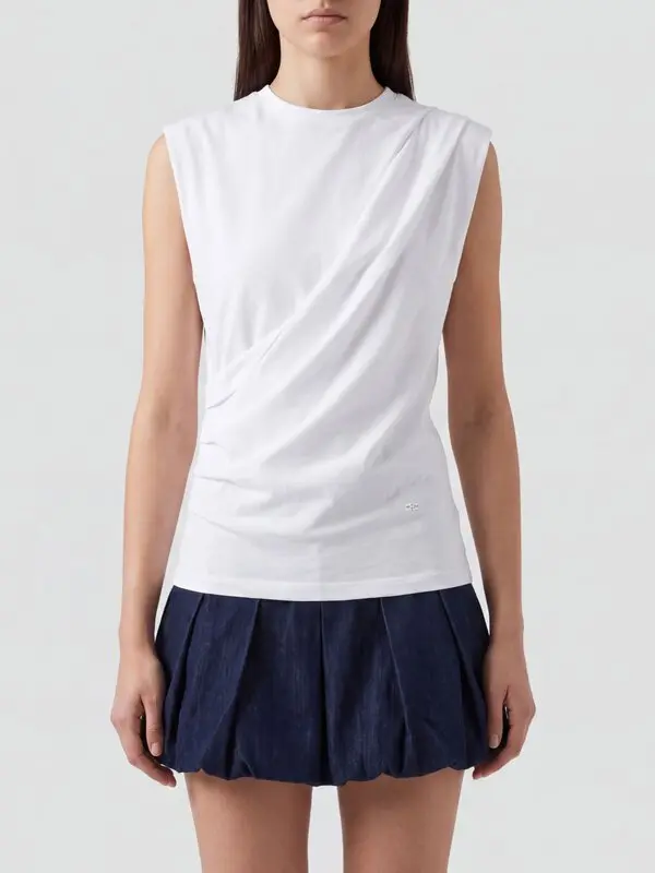 GANNI Draped Jersey Top - White