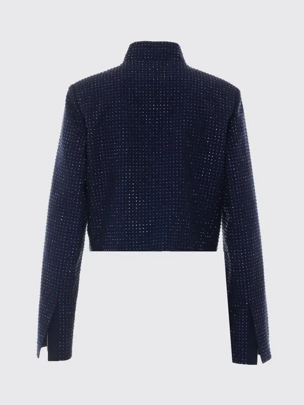 Pinko Single-breasted Short Jacket In Viscose With Crystal Embroidery