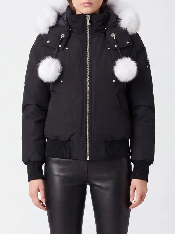 Moose Knuckles Bomber Jacket With Fur Trim - Black