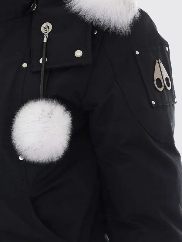 Moose Knuckles Bomber Jacket With Fur Trim - Black